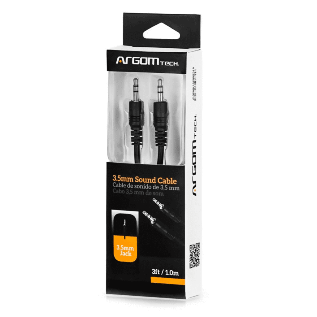 Cable Auxiliar Plug 3.5mm ARGOM ARG-CB-0032 A00469, Color negro - proinfo